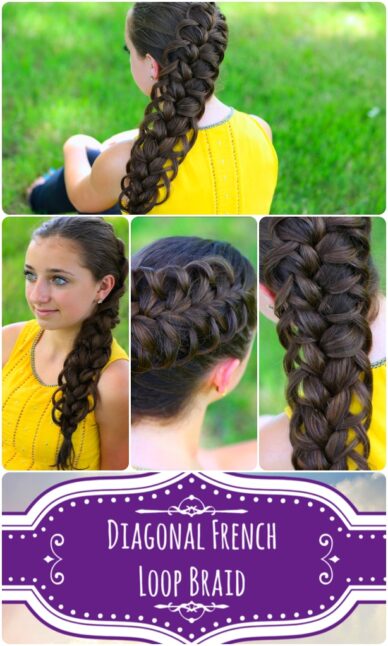 Diagonal French Loop Braid | Cute Braid Hairstyles - Cute Girls Hairstyles